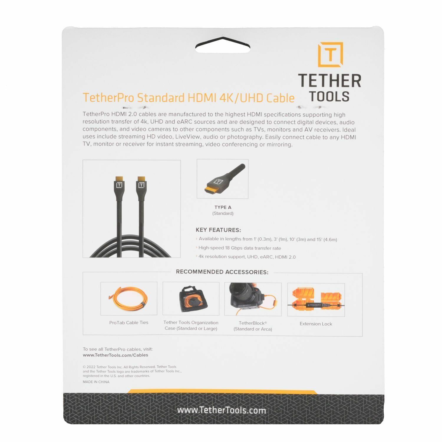 Кабель Tether Tools TetherPro HDMI to HDMI 2.0 30сm Black [H2A1-BLK]