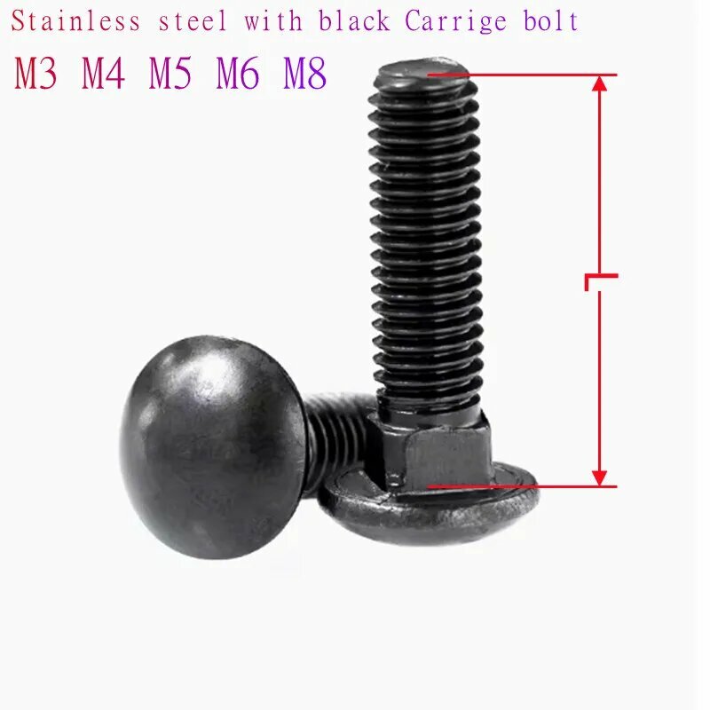 Болты каретки из нержавеющей стали ZFhong GB12 DIN603 2-10 шт. M8 3PCS, 25mm(L)