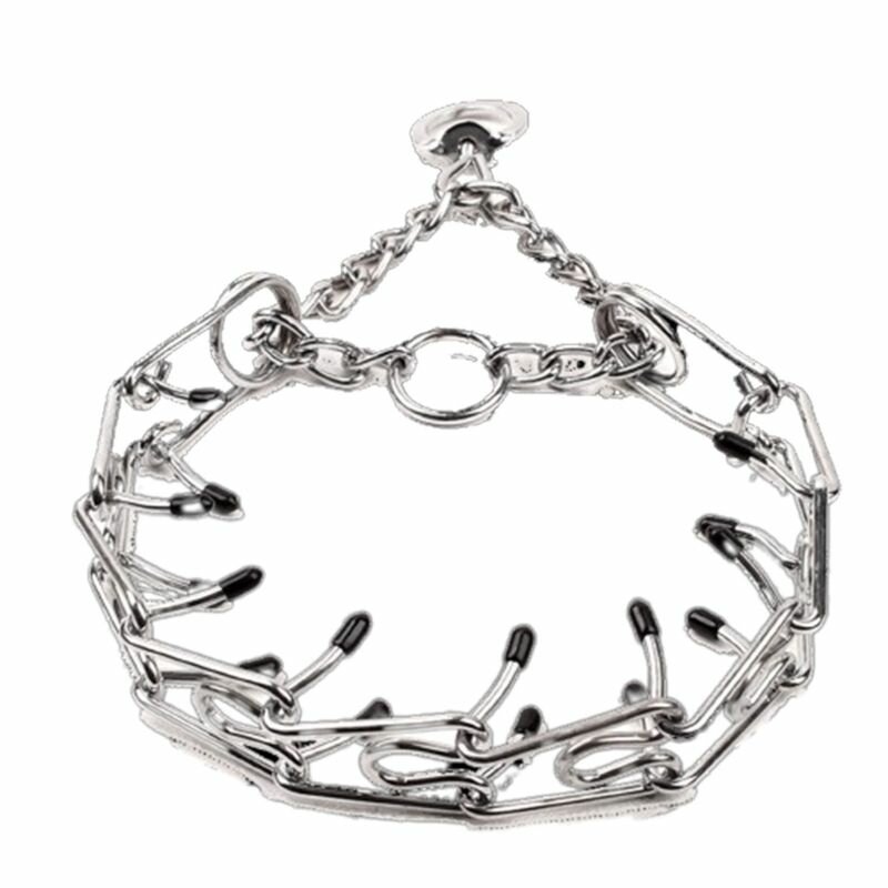 Хромированная цепь для дрессировки средних и крупных собак-M-с резиновой втулкой