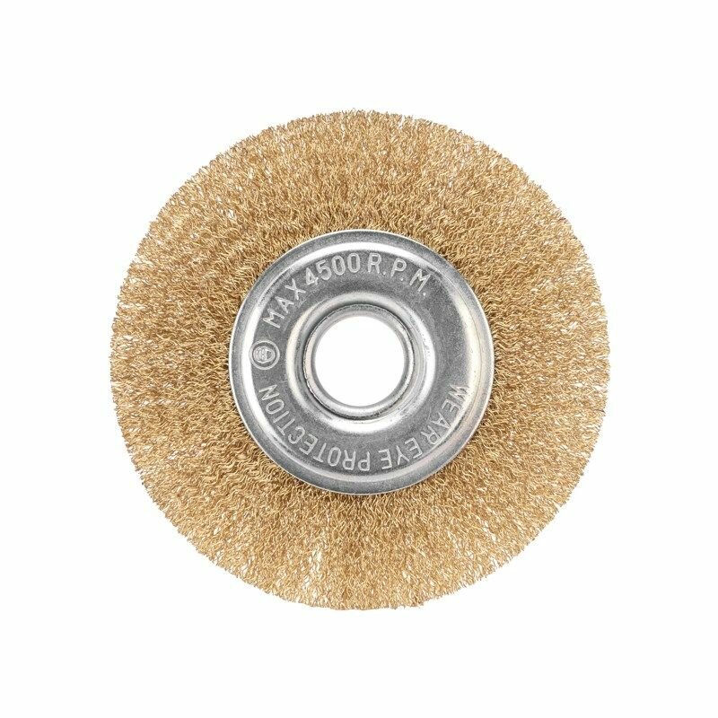 Щетка дисковая для УШМ, витая латунированная проволока, 125мм, отв. 22,23мм KRANZ