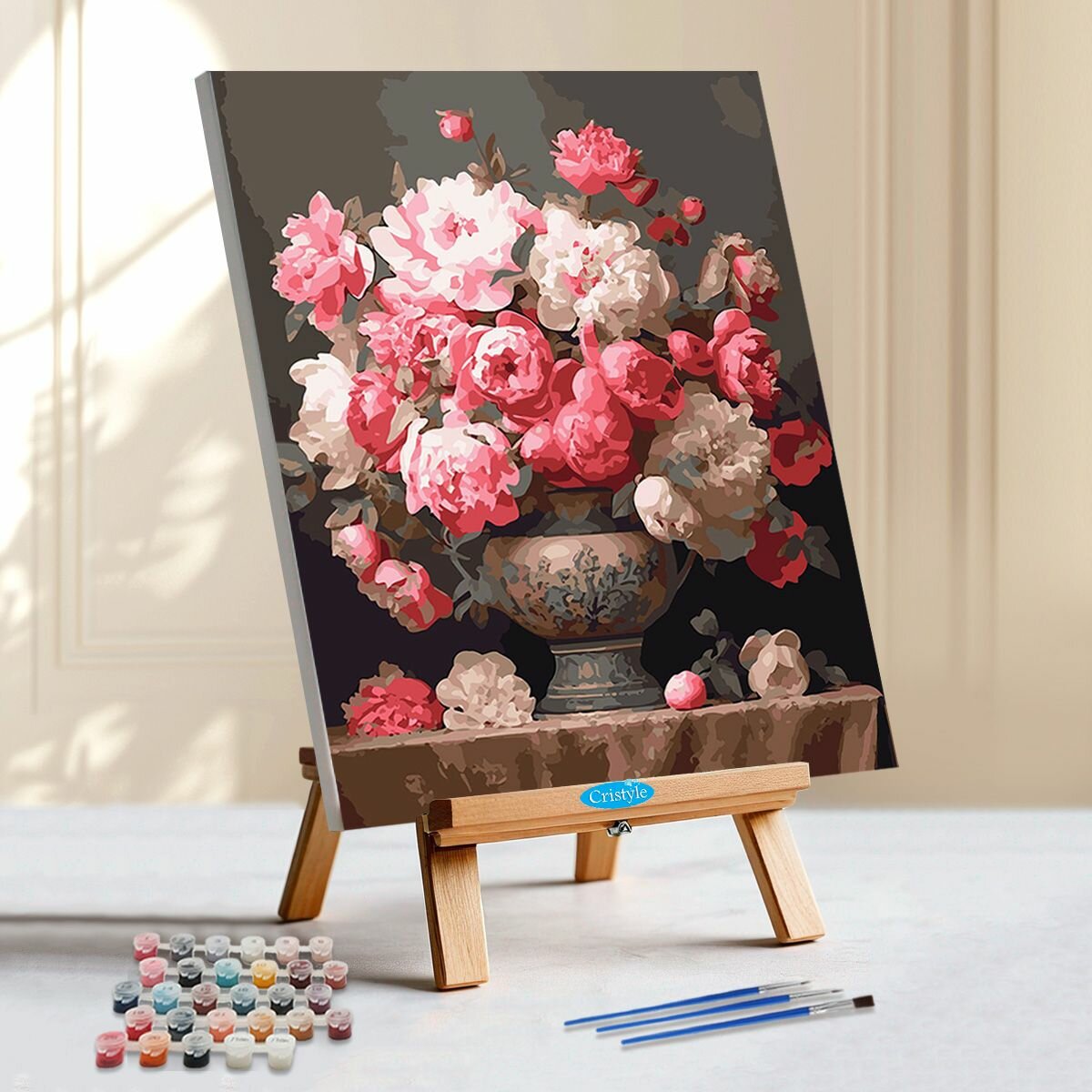 Картина по номерам на холсте Cristyle ST024, 'Натюрморт. Ваза с пионами', 30*40 см