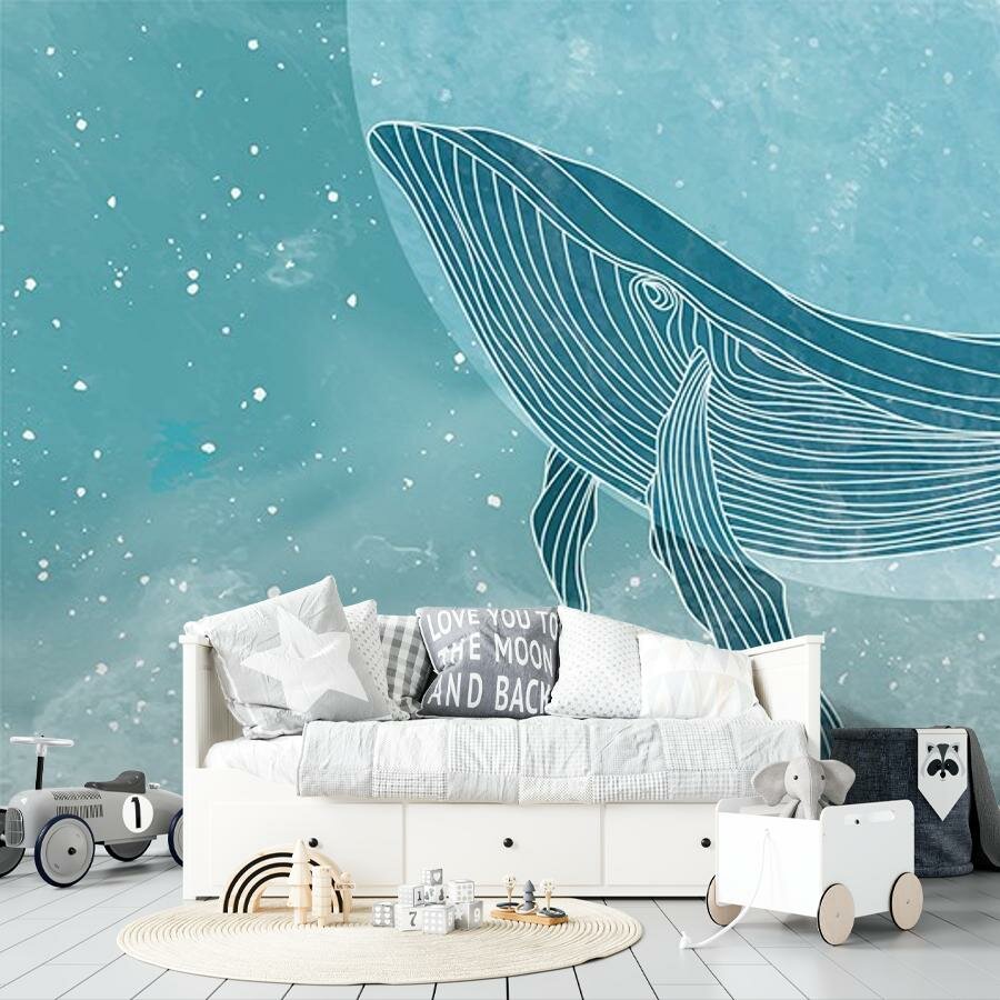 Фотообои Кит в море 12-1660-M-Холст 270 x 300 см (ВхШ) Бесшовные, флизелиновые, влагостойкие обои MasterFresok