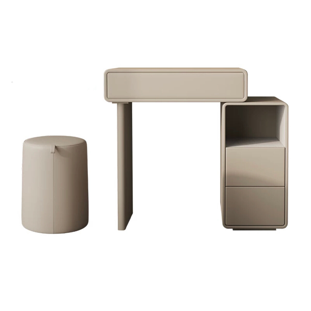 Туалетный столик обитый экокожей Louna (столик + пуф без зеркала, 65 см)