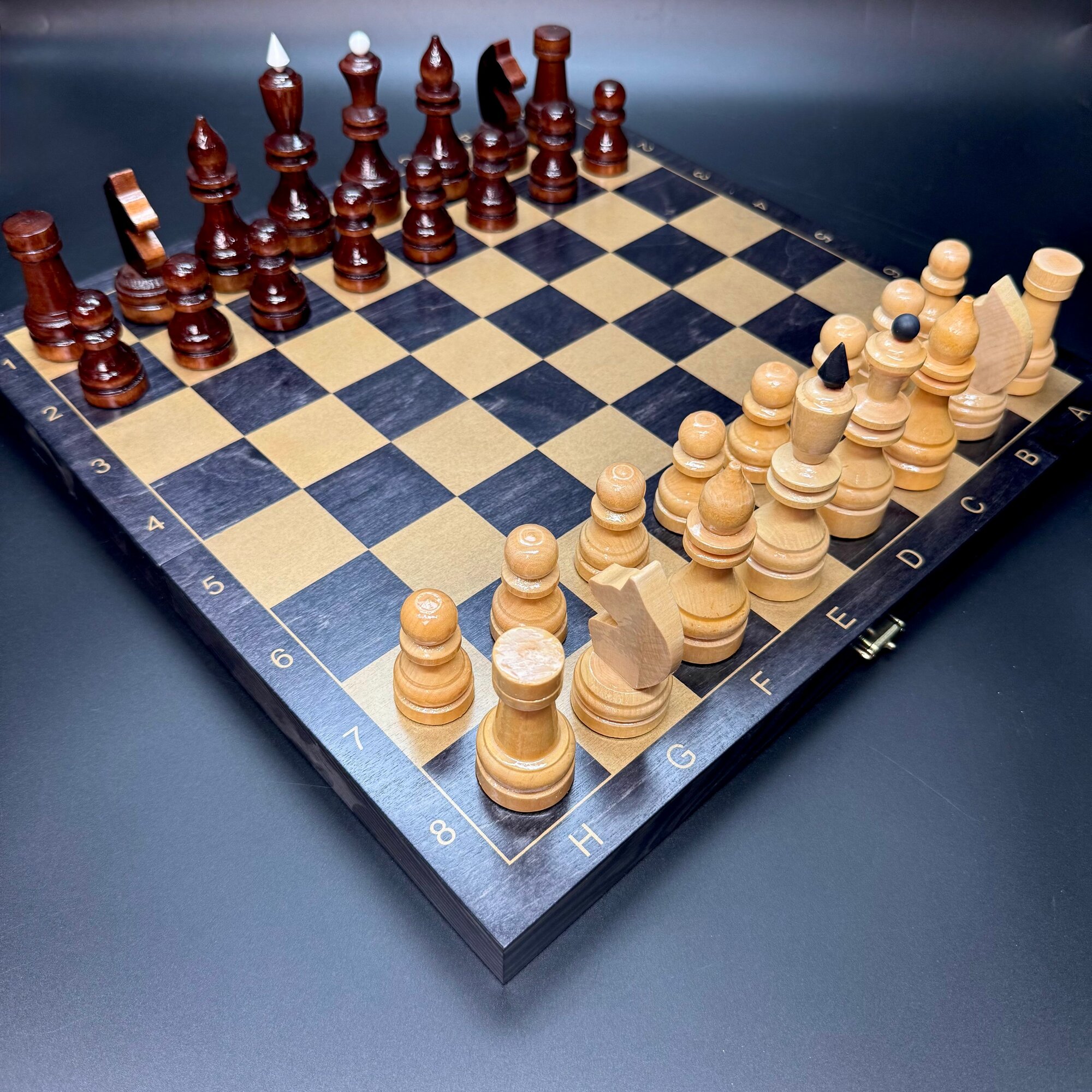 Шахматы 3в1 "Мастер-Класс" с деревянными фигурами