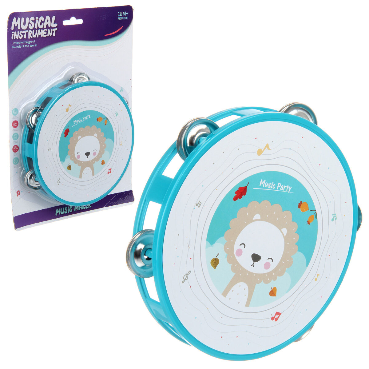 Игрушка развивающая бубен, Veld Co / Музыкальный инструмент для ребенка, блистер