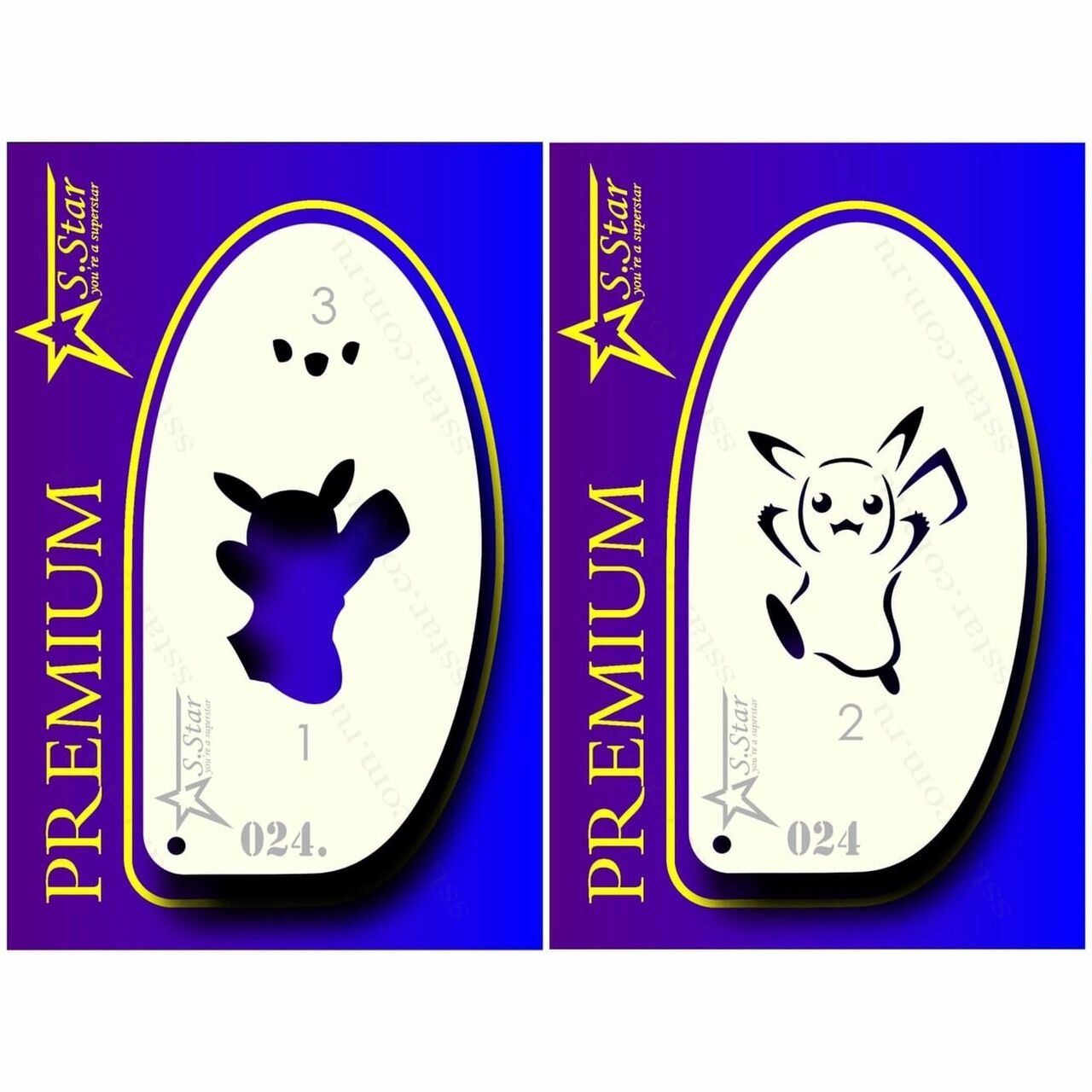 Трафарет для аквагрима постоянного пользования пикачу, двойной