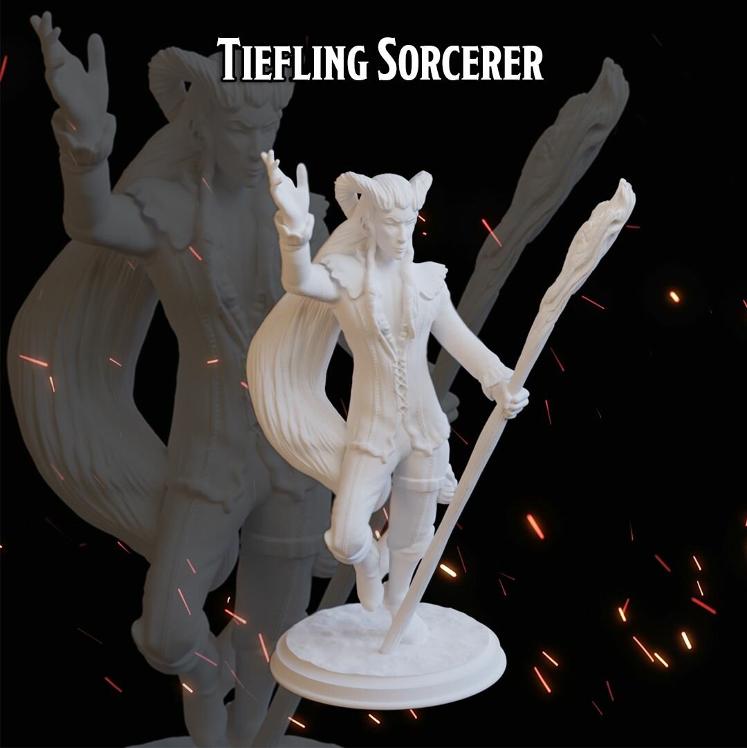 Колдун Тифлинг мужчина 53мм фигурки/миниатюры (ДнД, DnD, D&D, Dungeons & Dragons, Pathfinder, Подземелья и Драконы, Wargames)