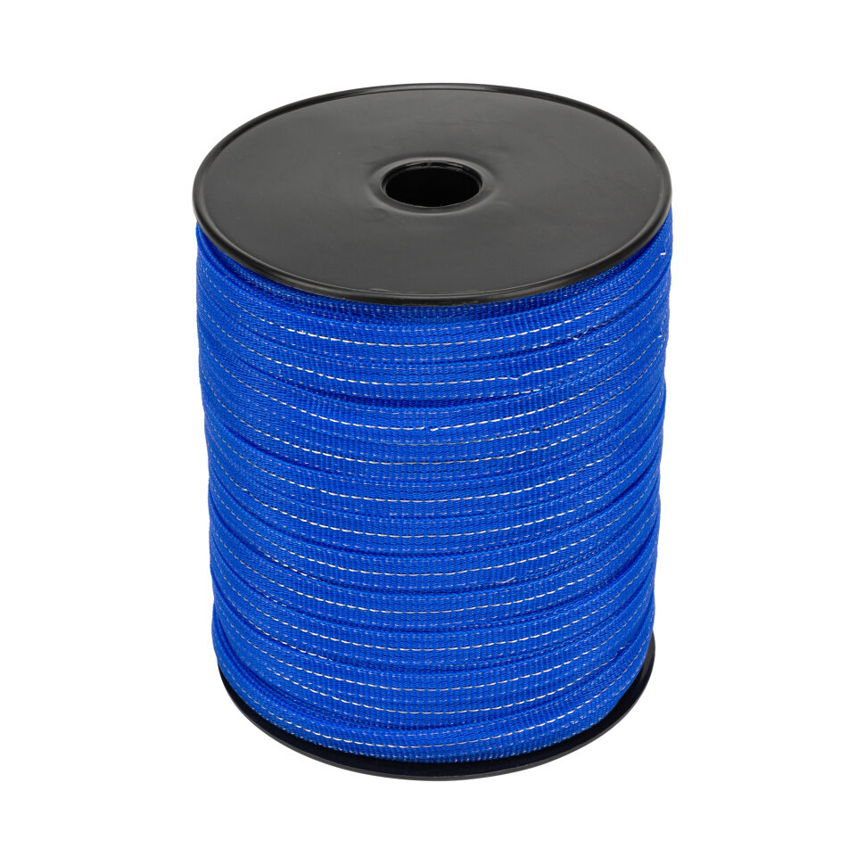 Лента для электропастуха катушка 200 метров 12 мм 5 жил синяя