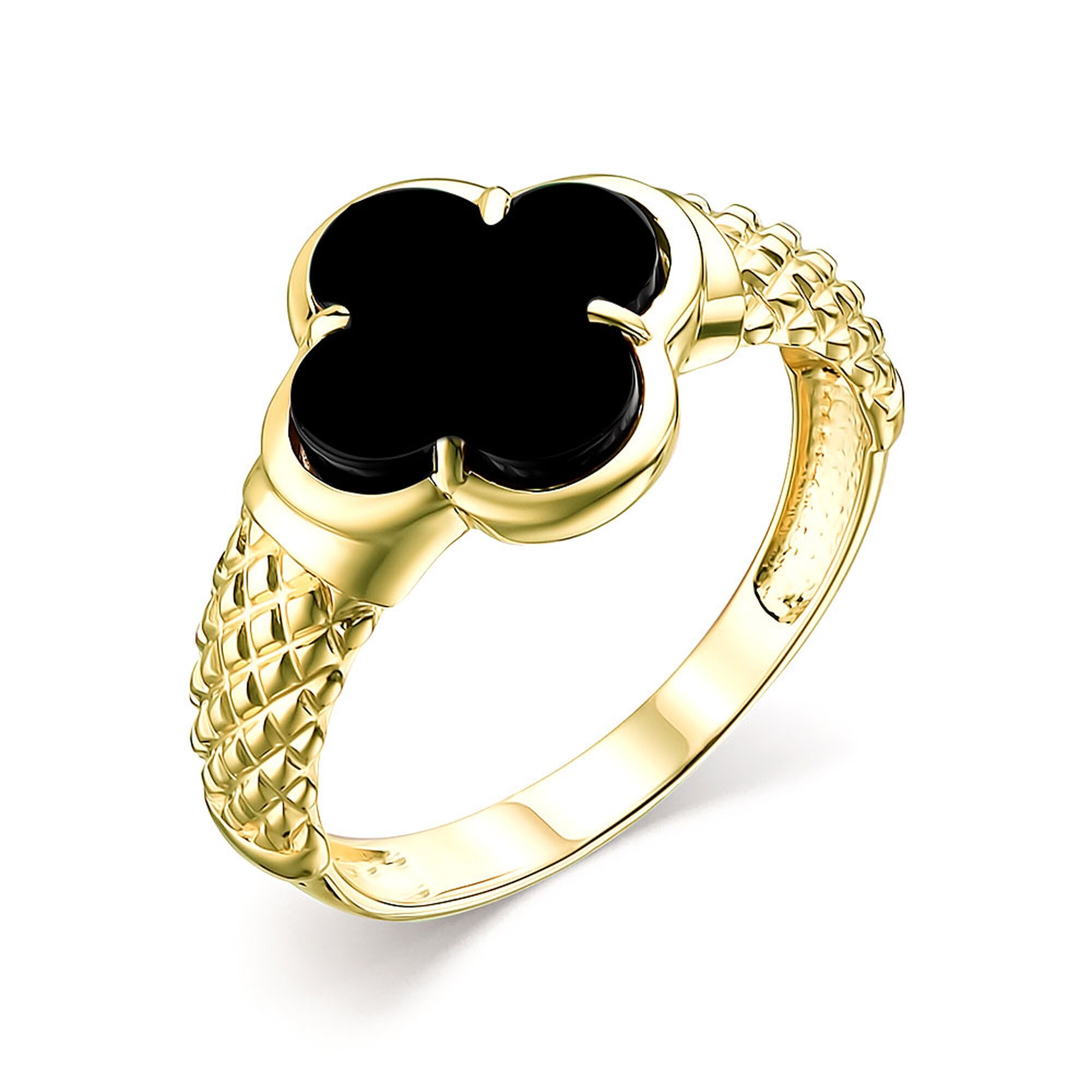 Кольцо, желтое золото, 585 проба, оникс