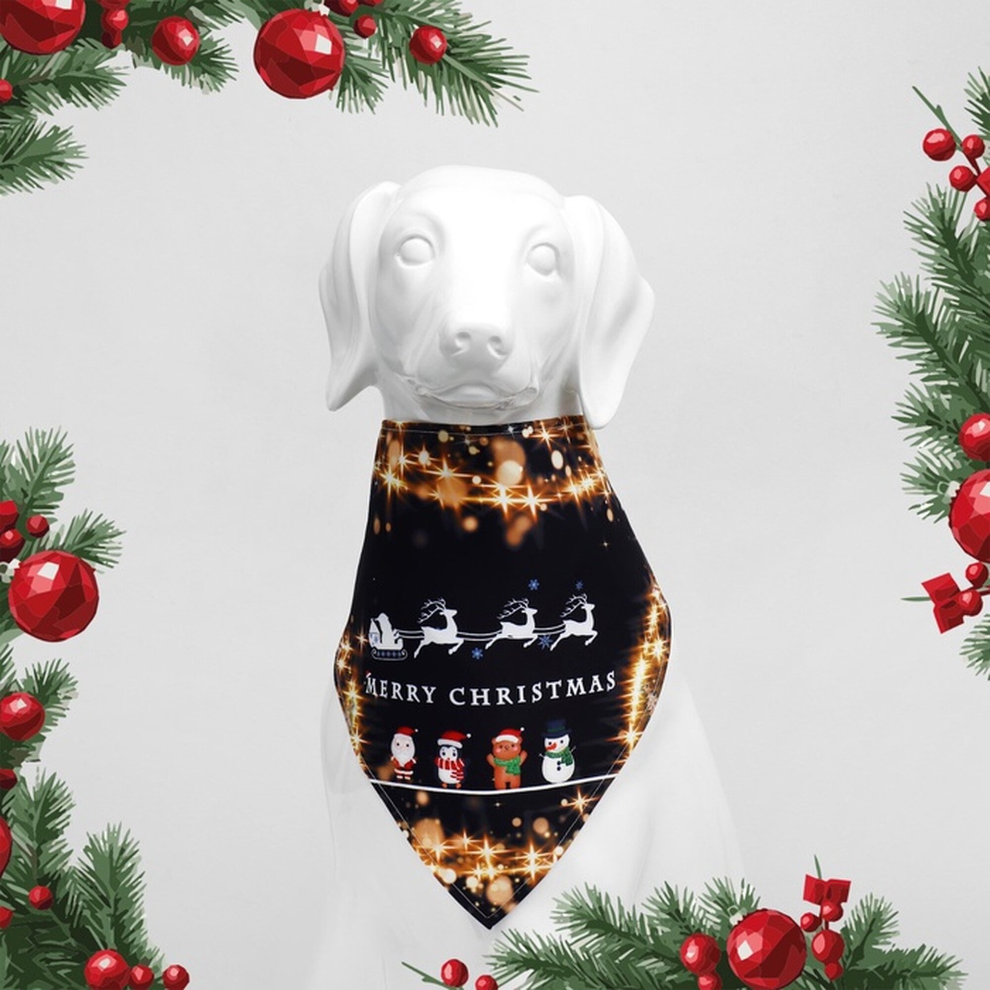 Бандана для животных "Merry christmas", размер S (ОШ до 42 см)