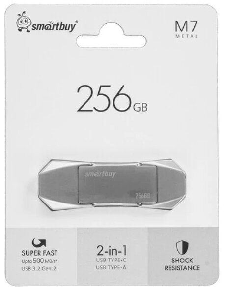 Устройство USB Flash Drive 256Gb Smartbuy SB256GbM7 M7 Dual Type-C/Type-A, USB 3.2 Gen.2, 500MB/s