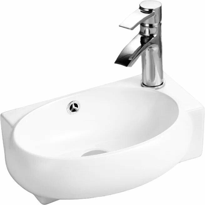 Раковина маленькая в туалет Weltwasser WW Aisbach 5011 43 R мини, подвесная, фаянсовая, овальная, белая, 43 см