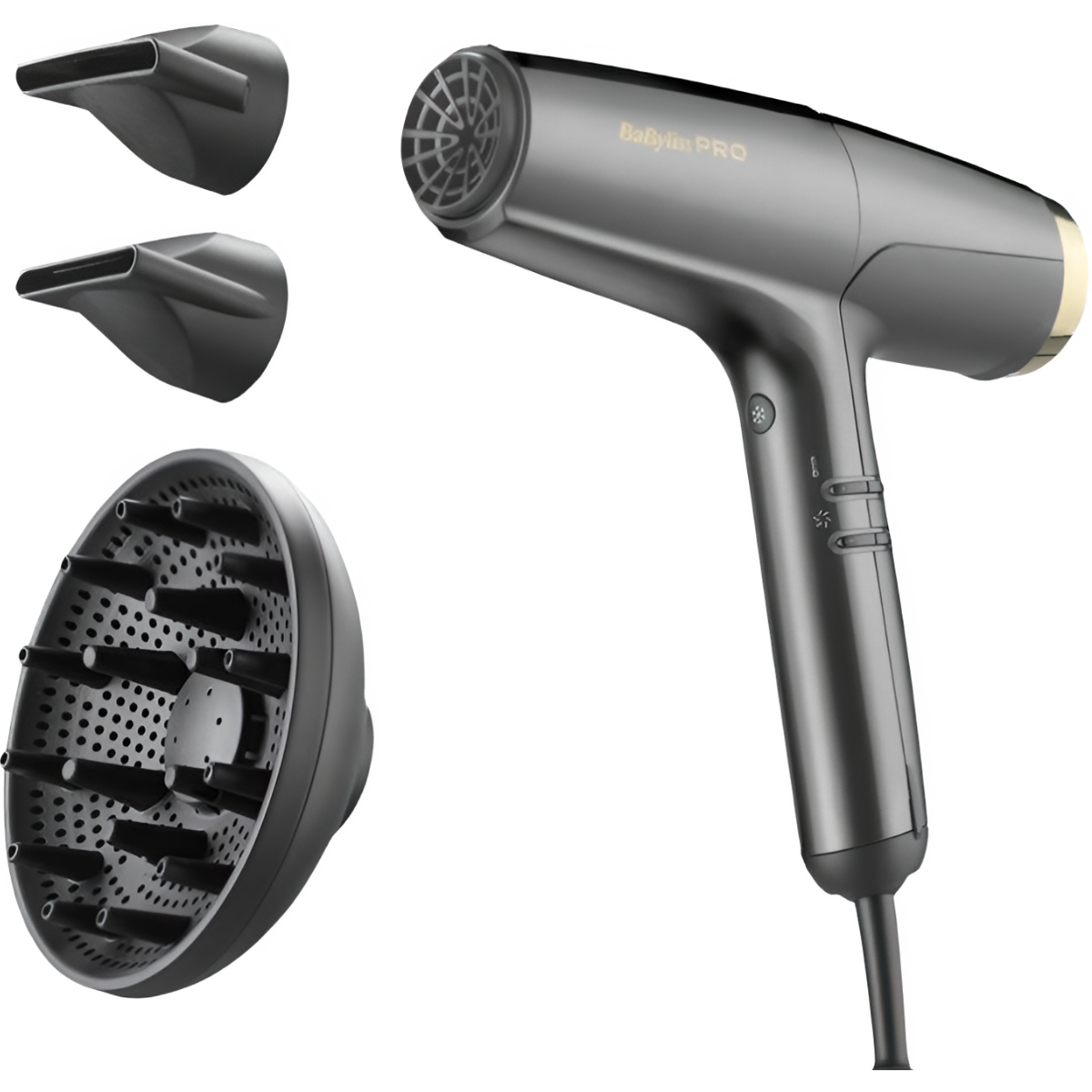 Фен для волос BaByliss Pro Falco BAB8550E, мощность 2000Вт, ионизация, цифровой мотор, 4 режима/3 скорости