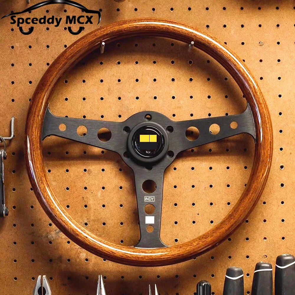 INDY классический деревянный стиль, глубокий 14 дюймов, 358 мм, спортивный руль Heritage Car Black Spoke