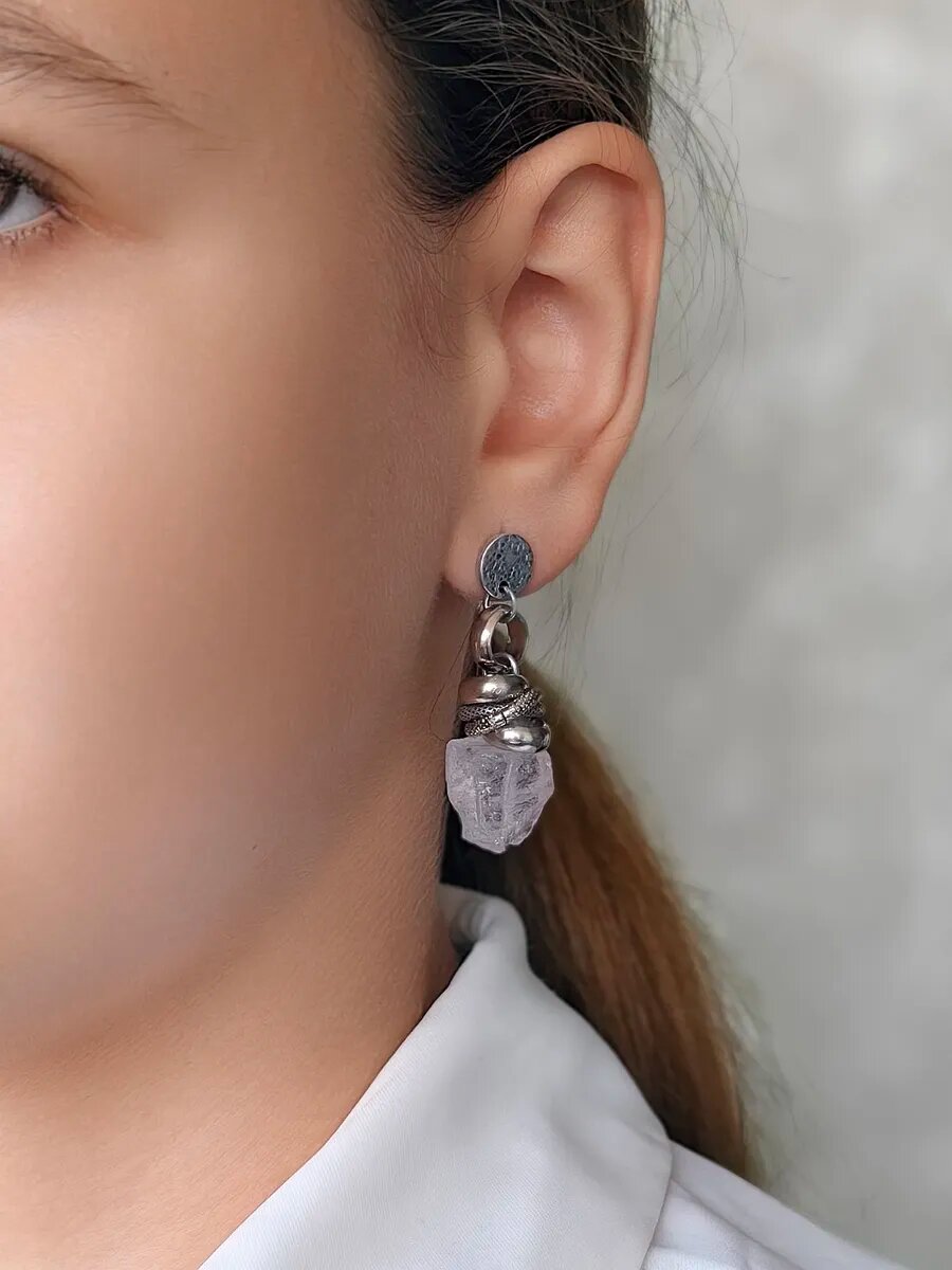 Серьги, розовый кварц
