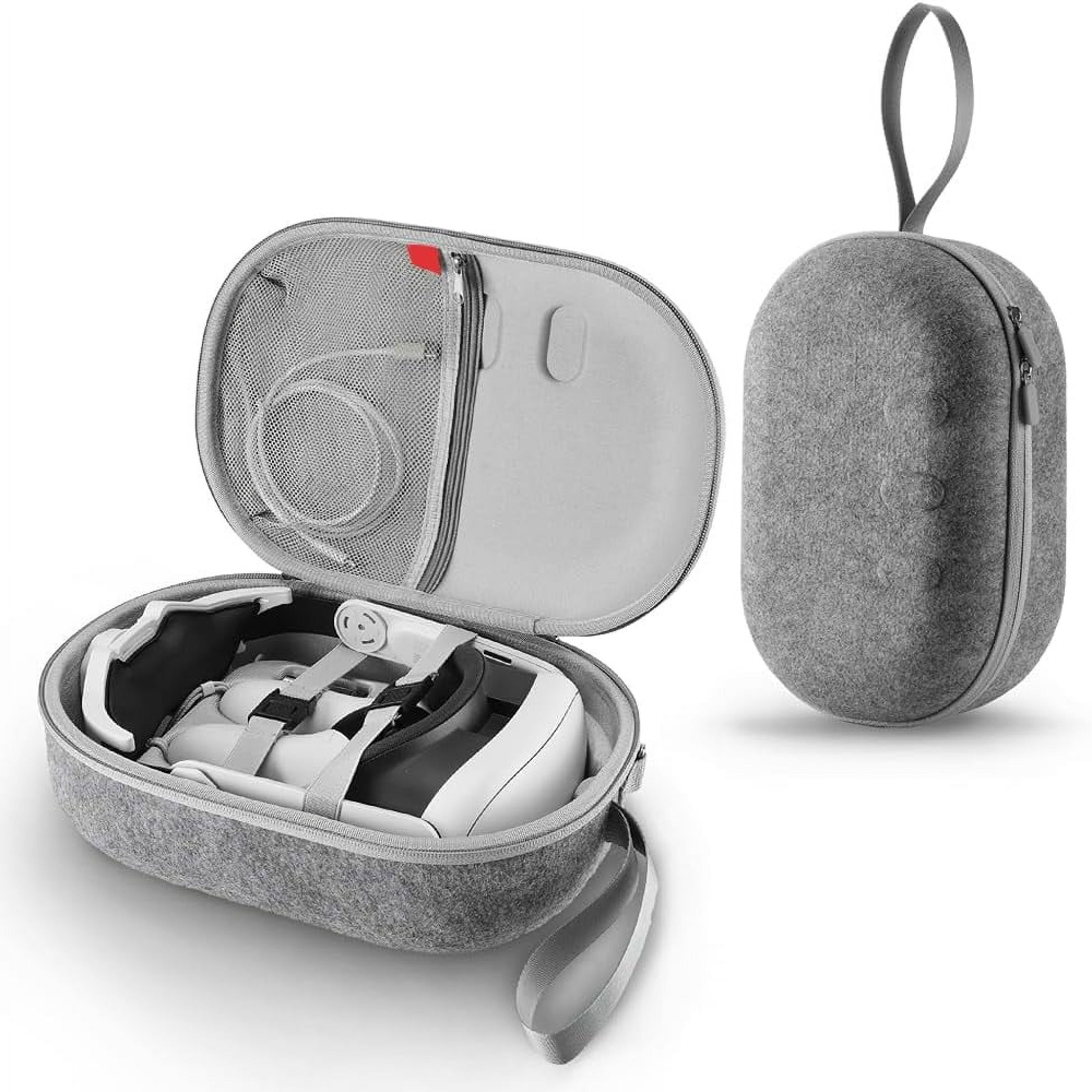 MetaGuard Premium VR Travel Case для Quest 3 и Accessories, Gray, EVA, 310*216*130mm, 600g, 1 X VR Headset Portable Bag, 1 X Shoulder Strap, для Meta Quest 3, Oculus Quest 3, Portable Storage Case