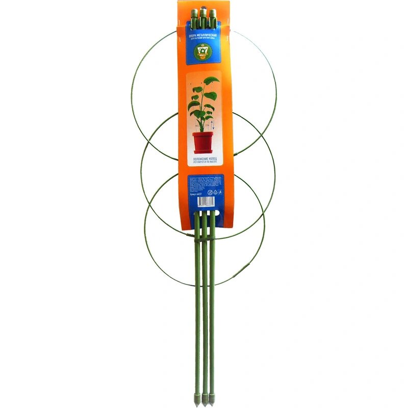 Опора для растений Круглая (3 кольца) металл h60см 466337