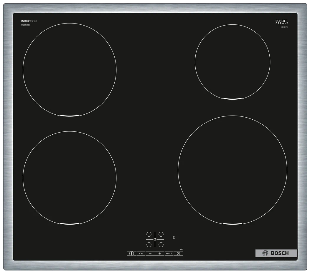Варочная панель индукционная Bosch PIE645BB5E, черный/нержавеющая сталь