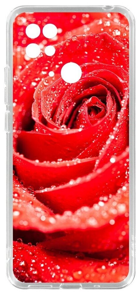 Чехол-накладка Krutoff Clear Case Роза для Xiaomi Redmi 10C, с рисунком, термопластичный полиуретан (TPU)