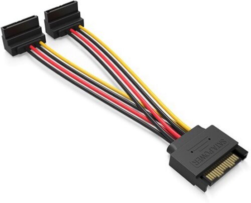 Кабель питания-разветвитель Vention SATA 15pin M / 2 x SATA 15pin F угол 90 - 0.15м KDBBB