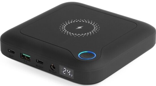 Внешний аккумулятор Topon TOP-T84 24000mAh (88.8Wh) Type-C1 PD 60W, Type-C2 PPS 33W, USB 22.5W, DC 12V-24V 84W, Qi 10W Черный