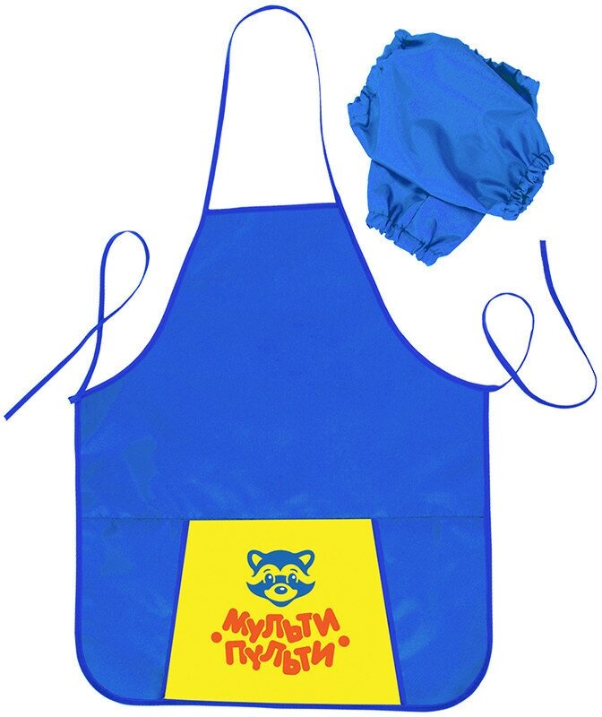 Фартук с нарукавниками Мульти-Пульти "Приключения Енота", 53,5*44,5см, 1 карман, синий, 245208