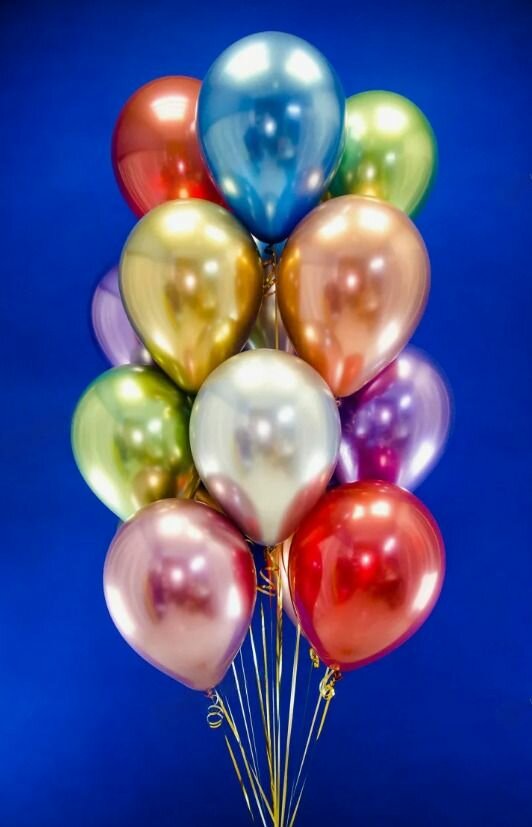 Набор гелиевых воздушных шаров Хром ассорти (уже надуты) 10 шт