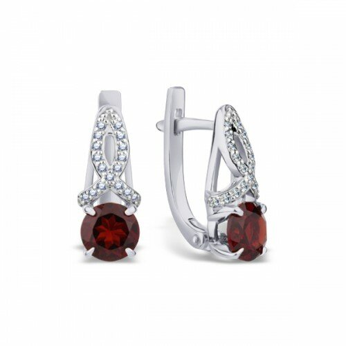 Серьги ЗлатаМира, серебро, 925 проба, фианит, аметист