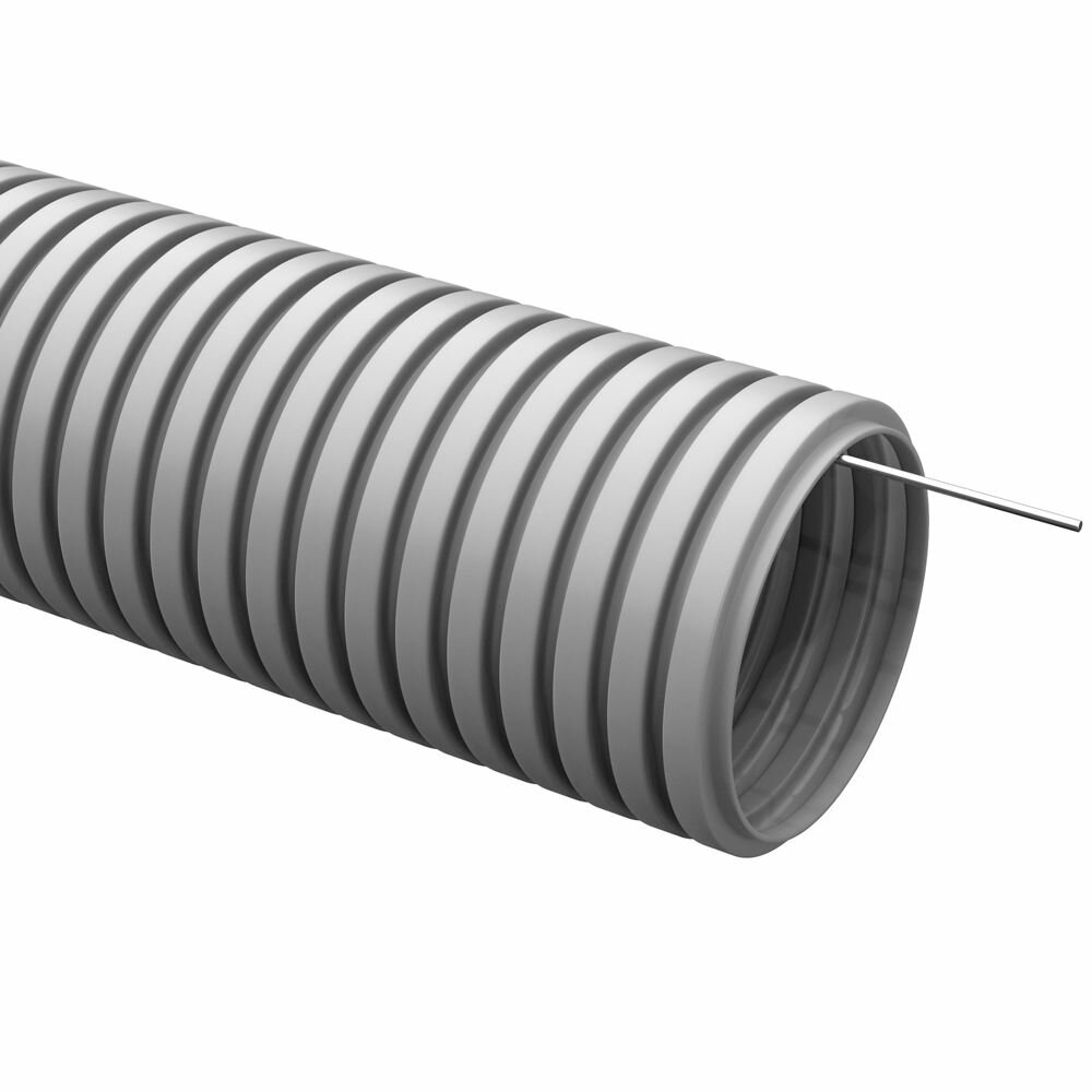 Труба гофрированная ПВХ 40мм с протяжкой серая (15м)