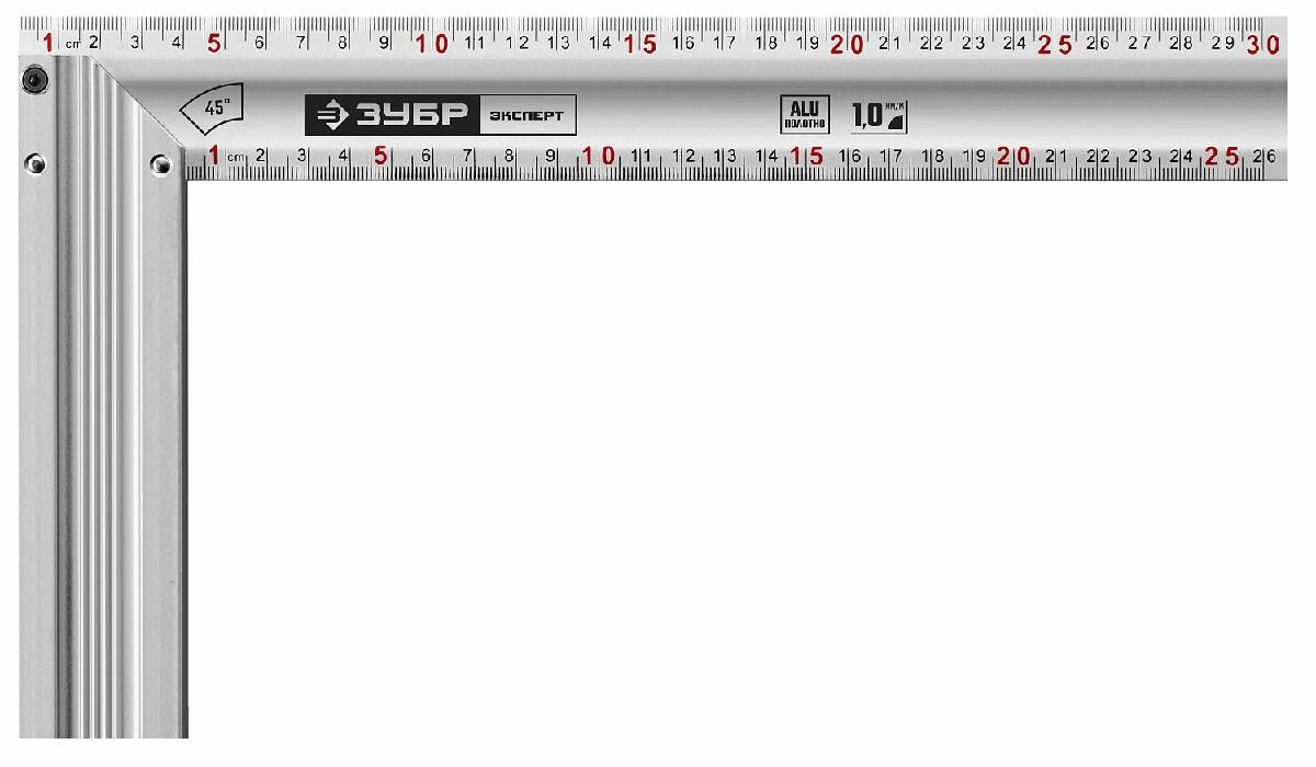 Жесткий столярный угольник ЗУБР 300 мм алюминиевый толщина 2 мм точность 1 мм/м