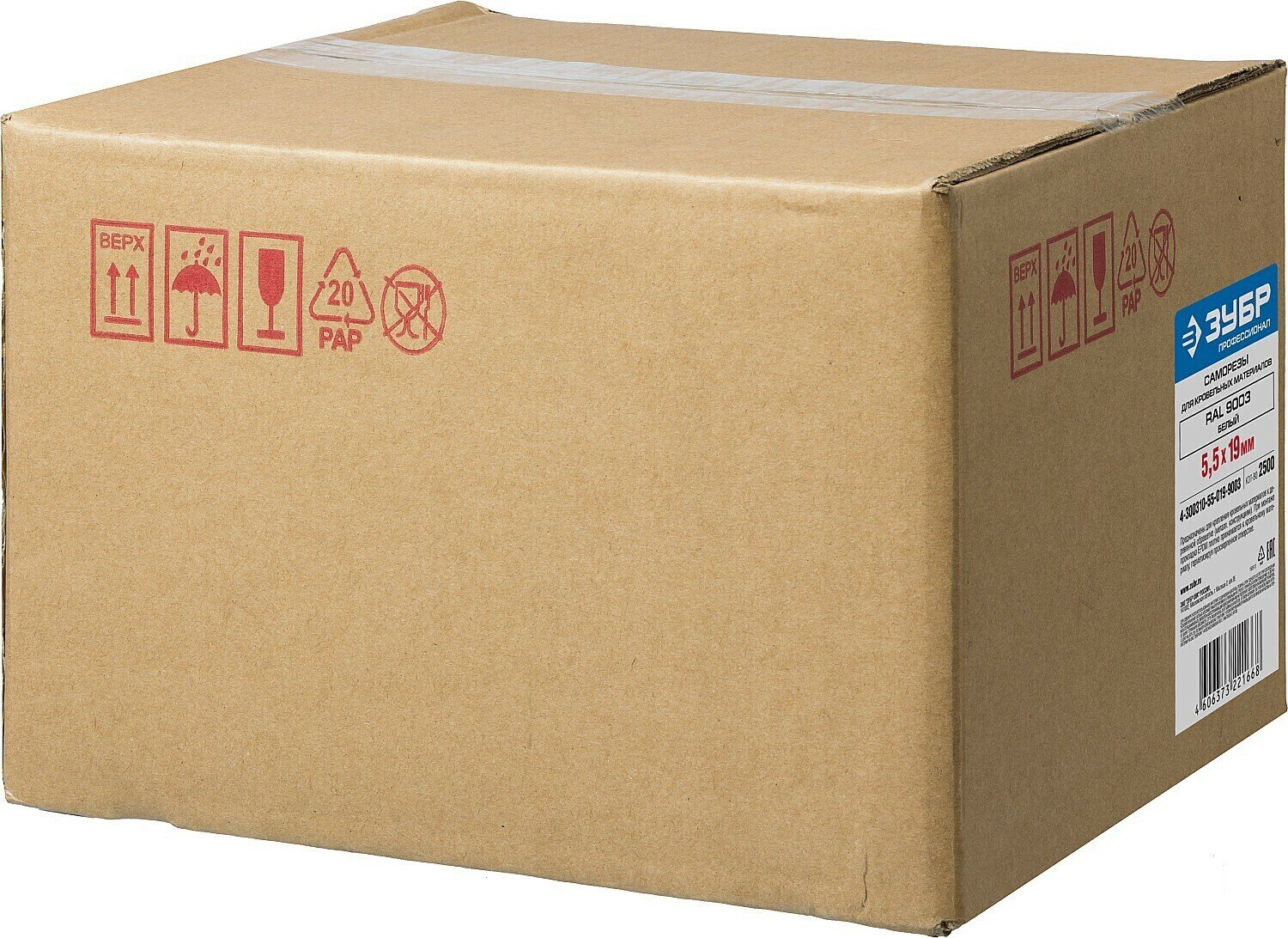 ЗУБР СКМ 9003, 19 х 5.5 мм, белый, 2500 шт, кровельный саморез, Профессионал (4-300310-55-019-9003)