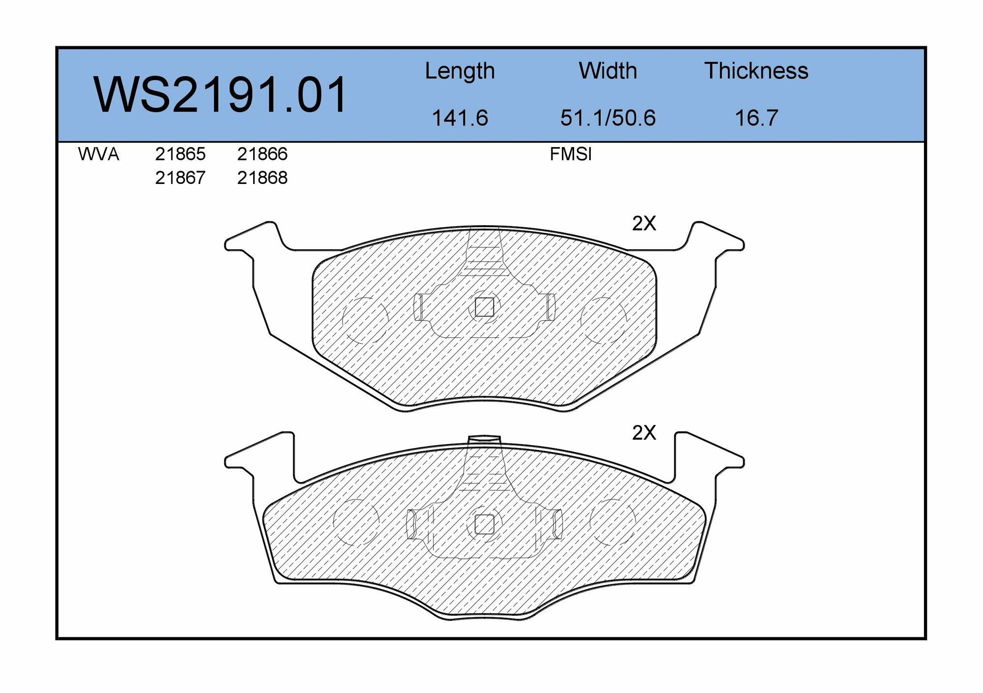 Колодки тормозные дисковые перед JEENICE WS2191.01