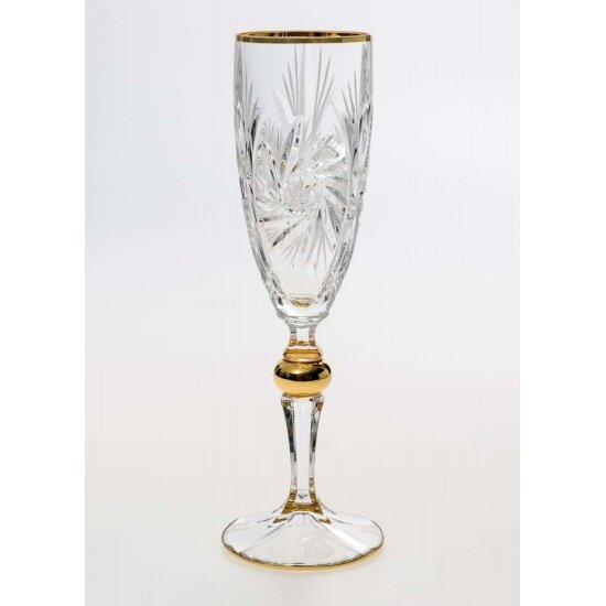 Набор фужеров для шампанского Bohemia Jihlava "PINWHEEL" декор "Отводка золото, золотой шар" 180 мл. 6 шт. 93/10J60/0/80J26/180/6919001