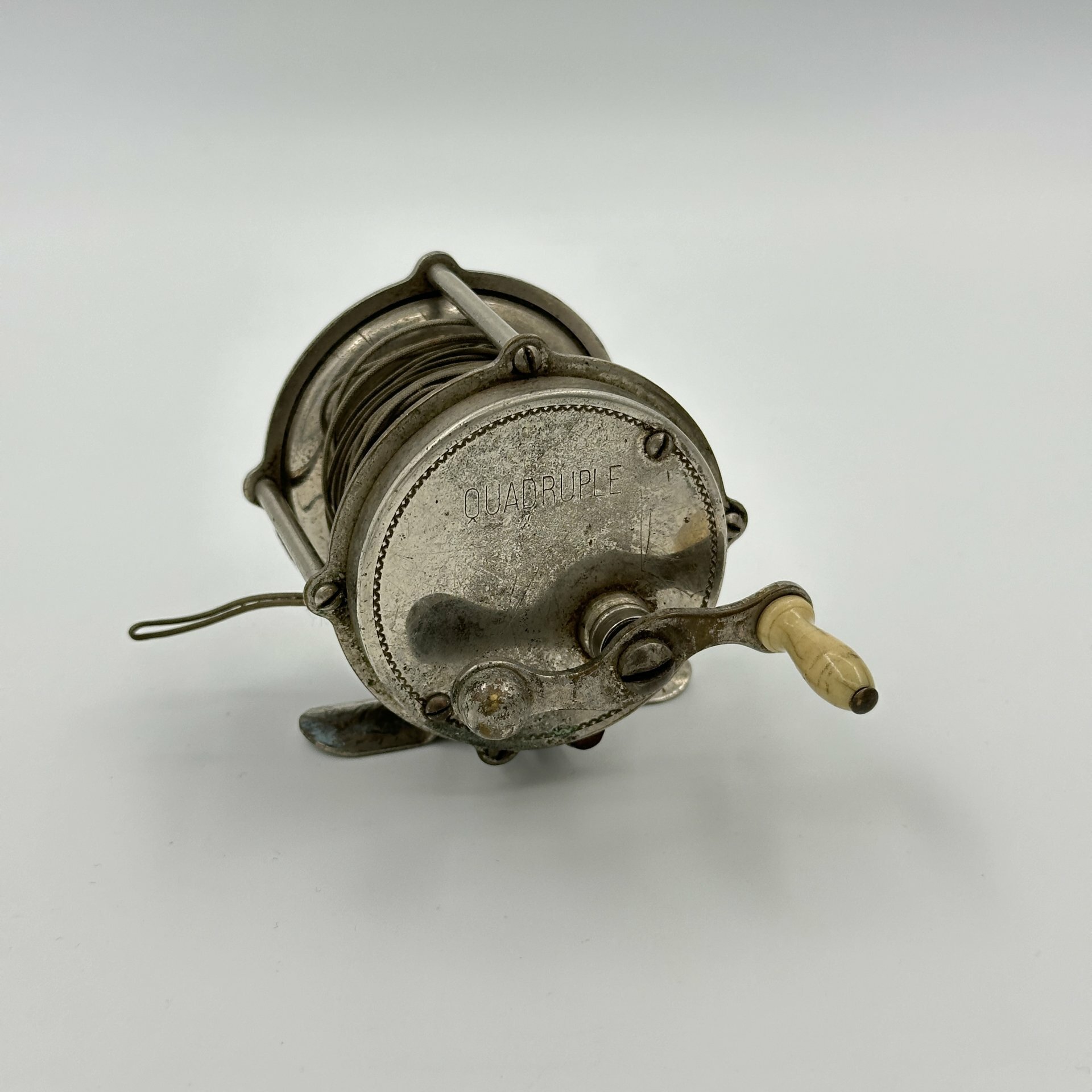 Катушка рыболовная (винтажная), металл, серебрение, текстиль, Европа, 1950-1980 гг.