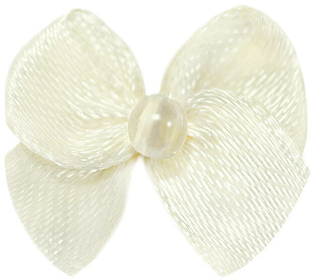 Бантики пришивные из атласной ленты с бусинкой арт. 1-3 25х25 мм молочные / Украшение праздничное атласная мини лента с бантом 2 упаковки по 5 штук