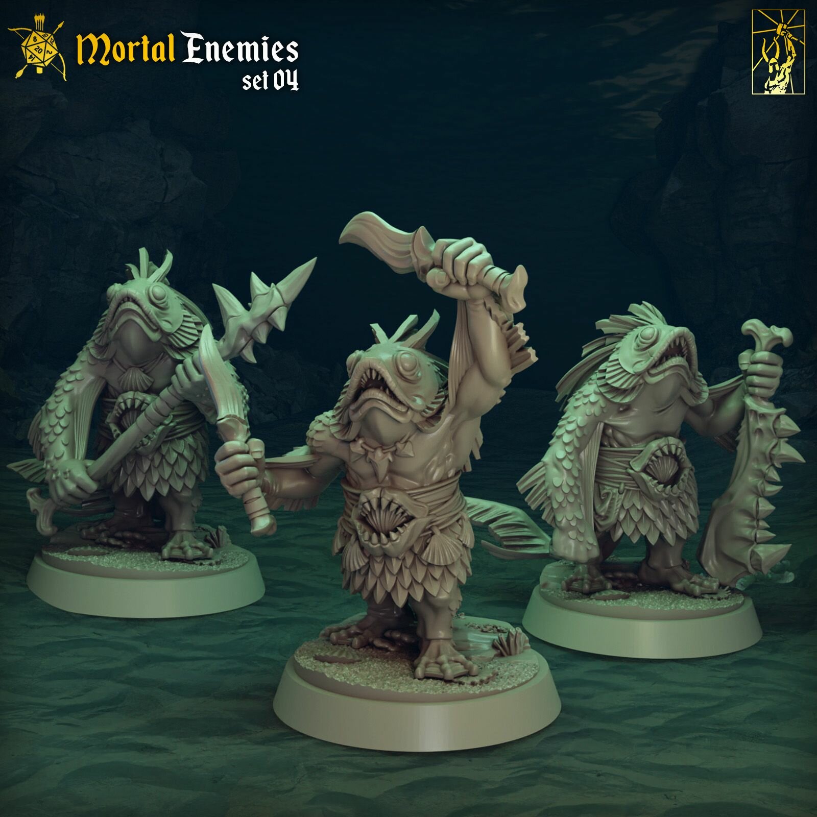 Миниатюра D&D 'Набор Рыболюди' масштаб 32 мм (DnD, Dungeons & Dragons, ДнД, Подземелья и Драконы, Pathfinder)