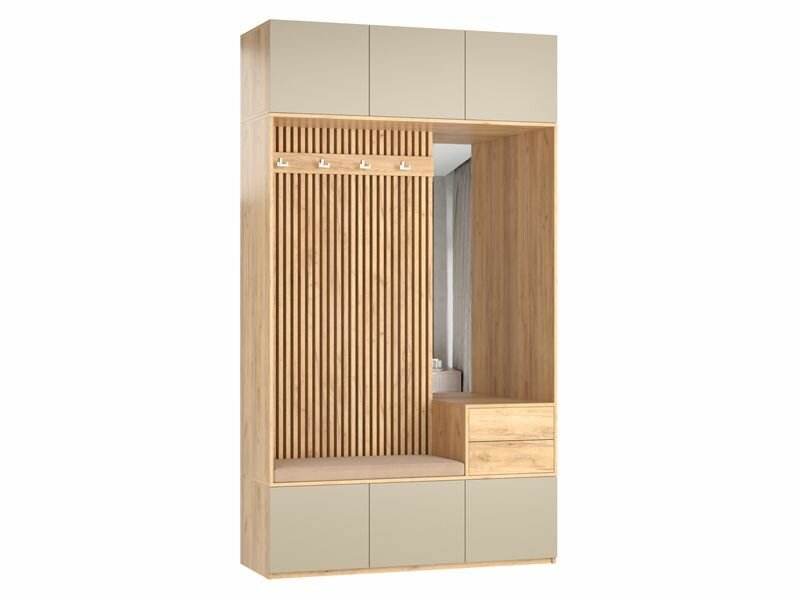 Прихожая в коридор "Дуглас 8" 135х240х50 Дуб крафт золотой / Бромелия