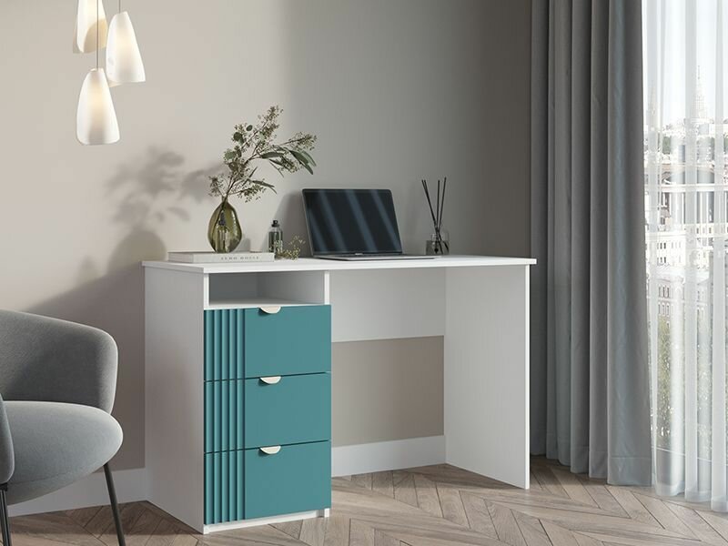 Компьютерный стол с ящиками "Санторини" 115х75х50 Аквамарин