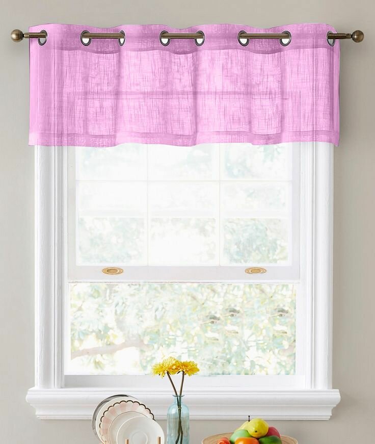 Шторы для кухни на люверсах, ламбрекен из тюля вуаль на кольцах арт- ЛКЛ-4910