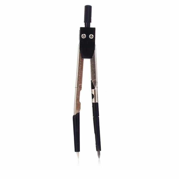 Циркуль металлический 120 мм, в пластиковом пенале, крышка-линейка