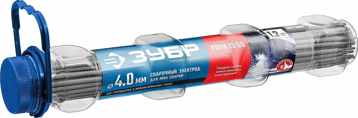 Электроды сварочные с основным покрытием ЗУБР УОНИ 13/55 4.0мм/1.2кг 40021-4.0