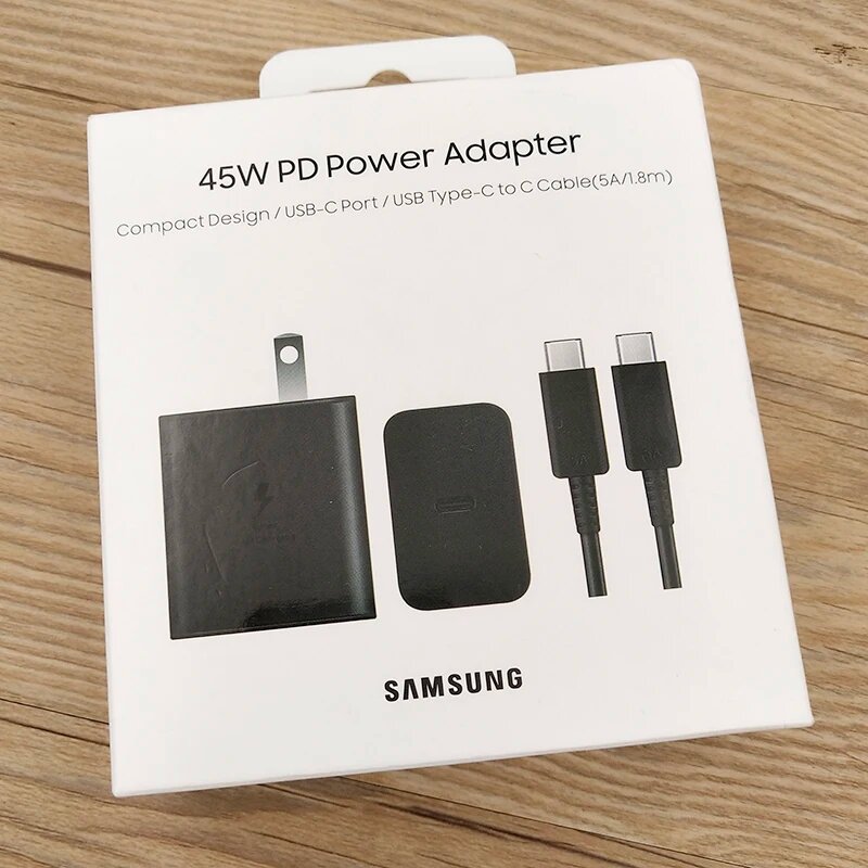 EP-T4510 SAMSUNG 45W PD PPS Супербыстрое зарядное устройство GaN Адаптер EU/US/UK 1,8M Тип C US Set