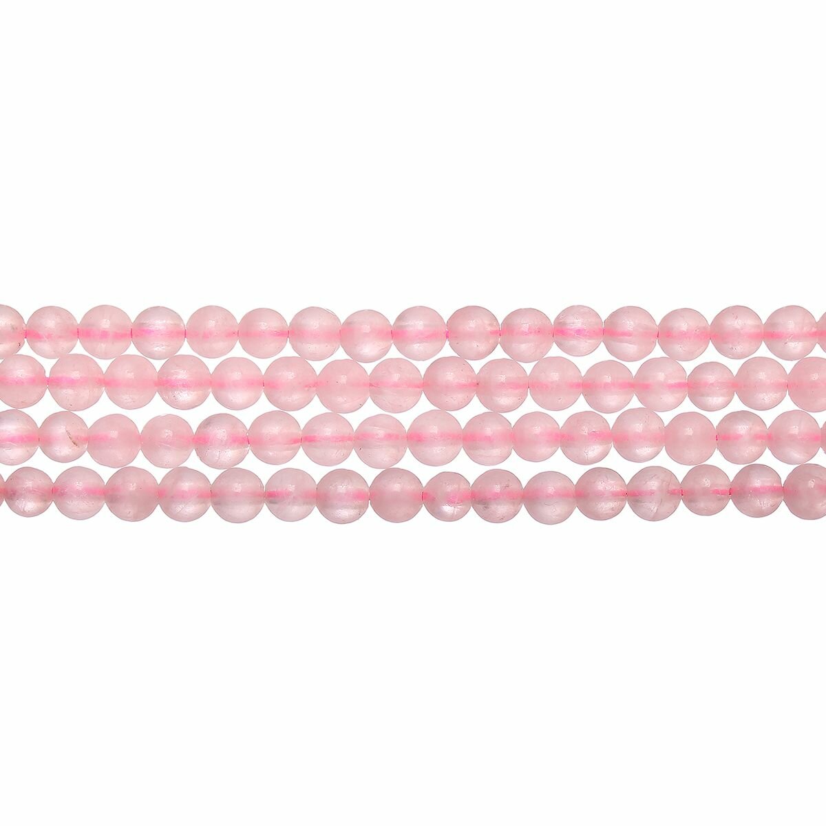 Бусины каменные, кварц, розовый, 4-5мм, 40 шт, низка
