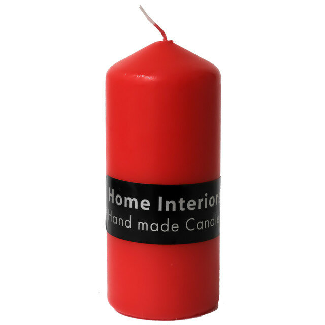 HOME INTERIORS свеча-столбик 6x12 см красная без аромата, 30 ч/г, стиль освещения