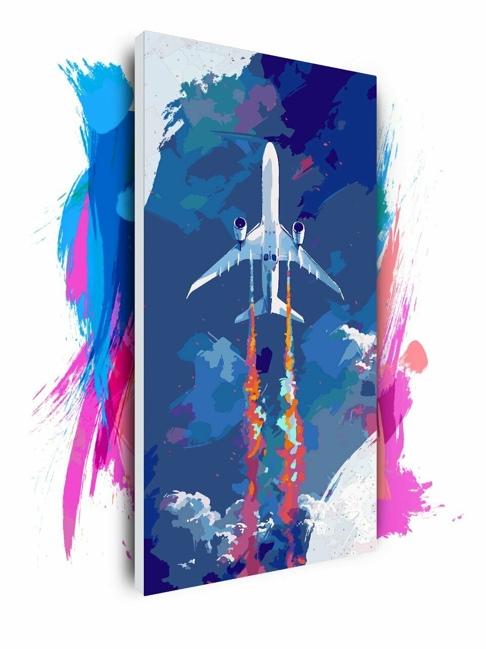 Картина по номерам на холсте Самолет в небесах, 30 х 60 см