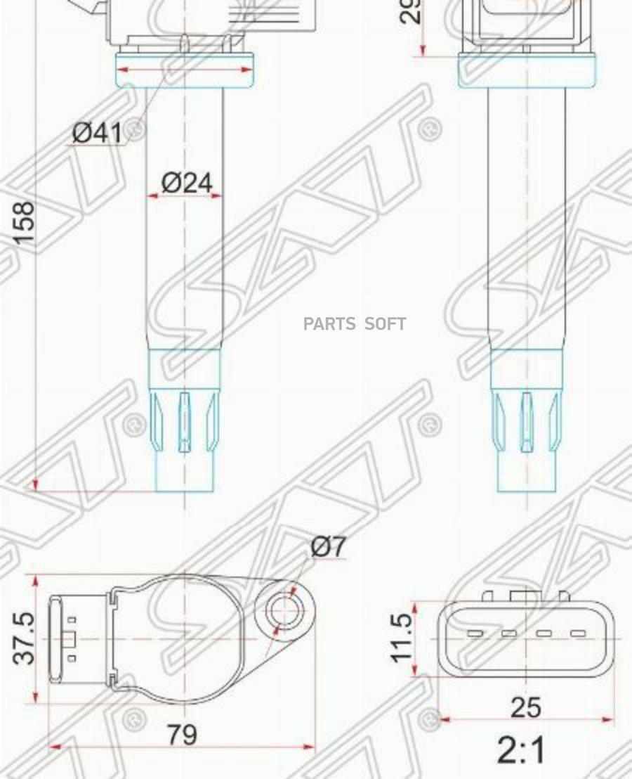 Катушка зажигания TOYOTA KLUGER/HIGLANDER MCU2#/RX300/330/350 MCU3# 03- 3MZ-FE SAT ST-90919-02246 | цена за 1 шт