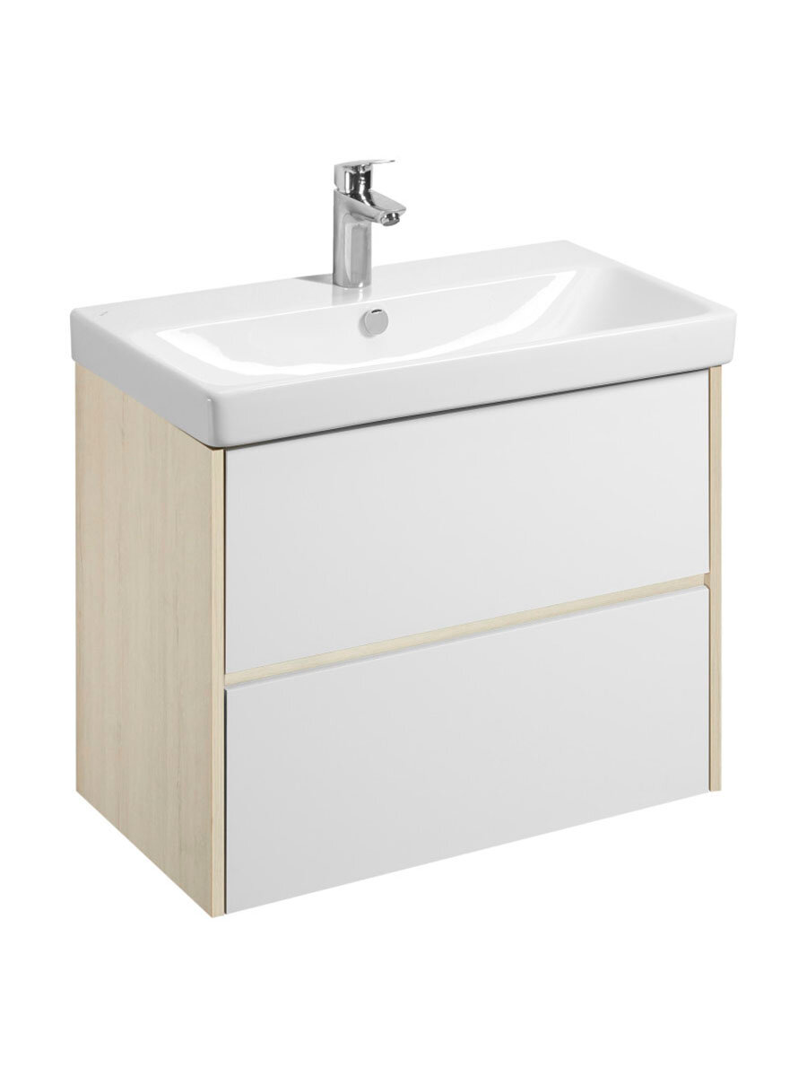 Тумба под раковину Акватон Сканди 80 белый, дуб верона (1A283001SDB20)
