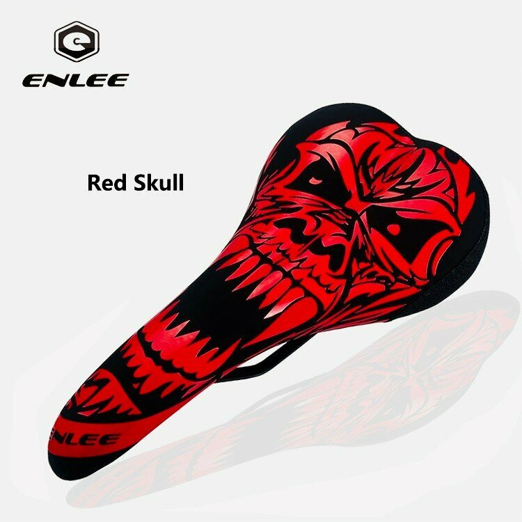 Седло велосипедное Enlee DS-20 Skull для MTB, фитнеса принт "Череп" унисекс