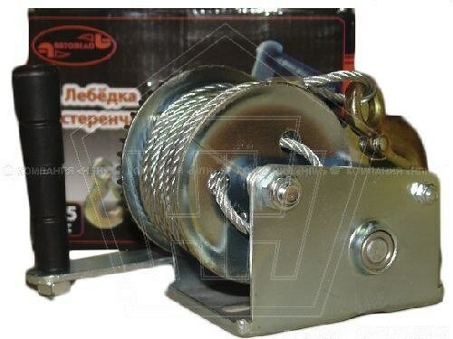 Лебедка шестерененчатая 675 кгс.(сталь. трос 10м) автоdело (43675)