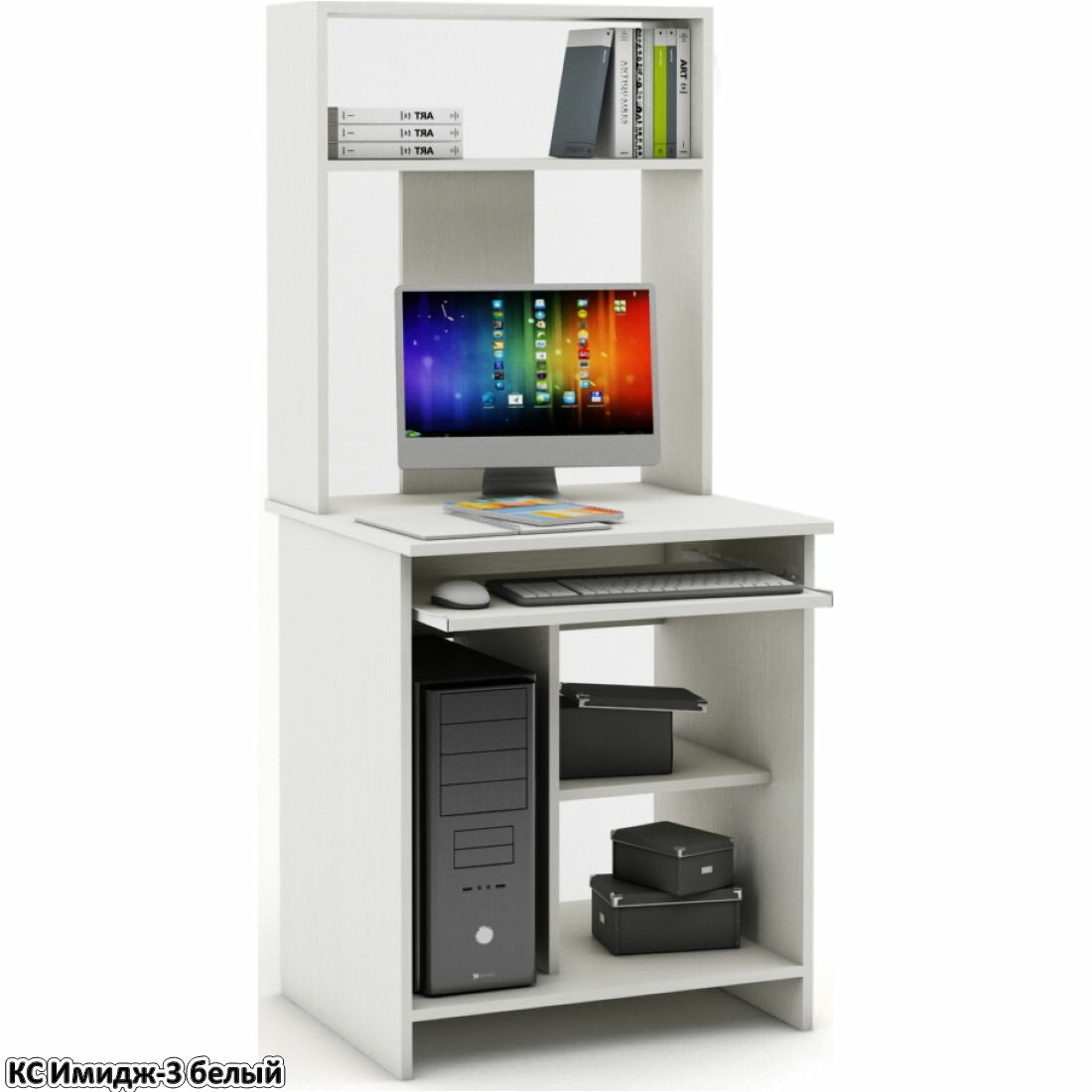 Компьютерный стол Имидж-3 Белый, ЛДСП, МФ Владимир VMF, 65х149,2х60 см.
